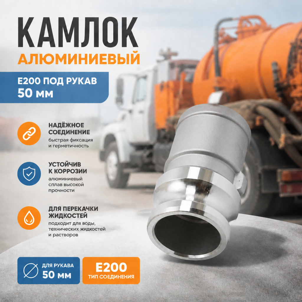 Камлок алюминиевый/камлок Е 200/камлок 50мм/для рукава 50мм/камлок тип Е