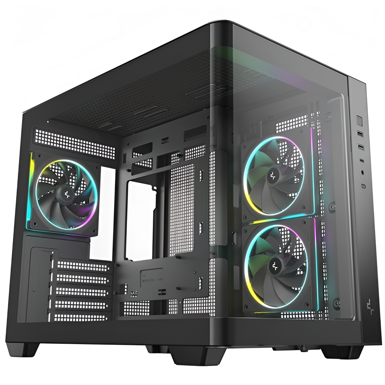 Корпус Mini-Tower DeepCool CG330U 3F TG ARGB, Micro-ATX, черный (R-CG330U3F-BKAGM3-G)