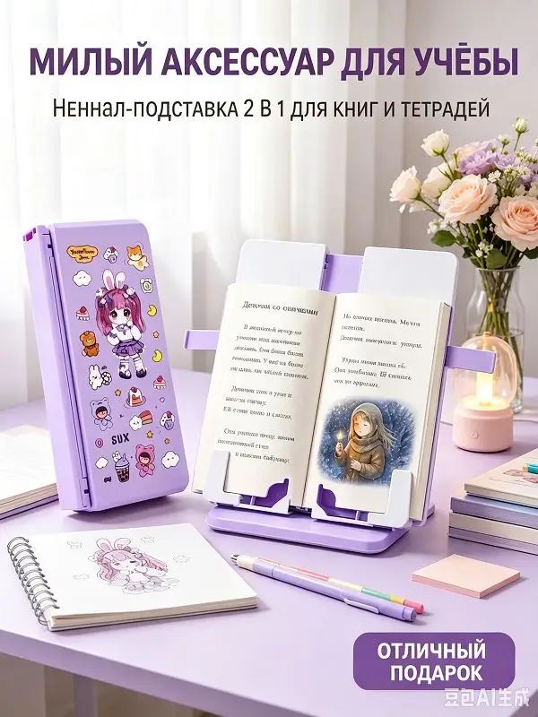 Школьный пенал органайзер для канцтоваров, подставка для книг в подарок девочке
