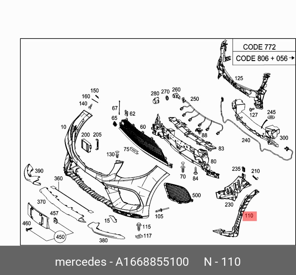 Накладка бампера левая org (Mercedes 1668855100)