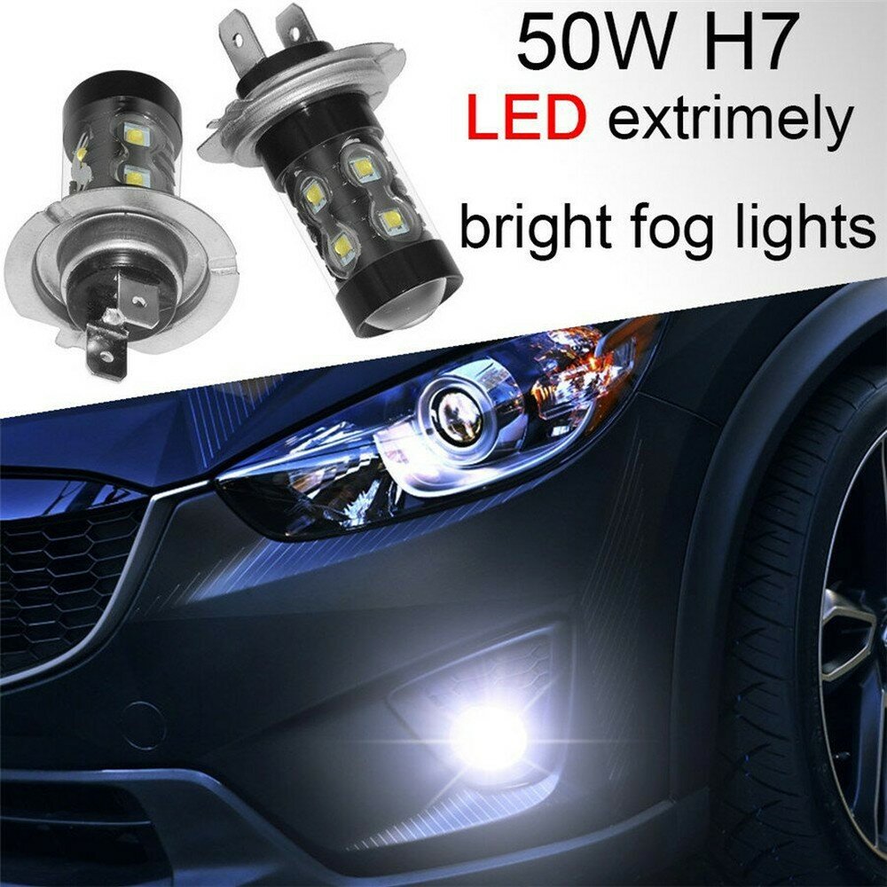 H7 50WLED 6000K Ксеноновый белый светодиодный лампы для DRL или светодиодные противотуманные фары лампы комплекты