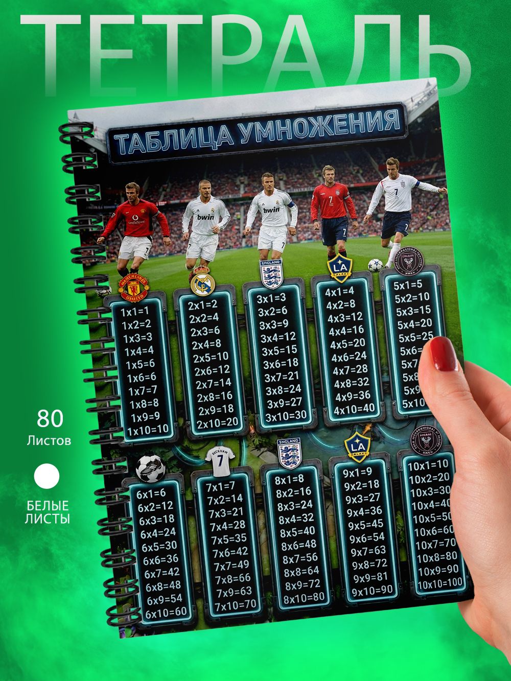 Тетрадь - Таблица умножения - футболист - Дэвид Бекхэм