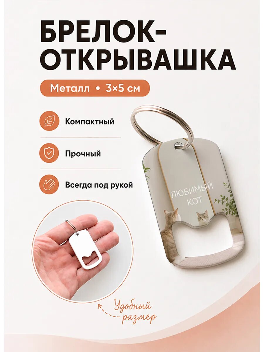 Брелок открывашка "Кот Перед Зеркалом"