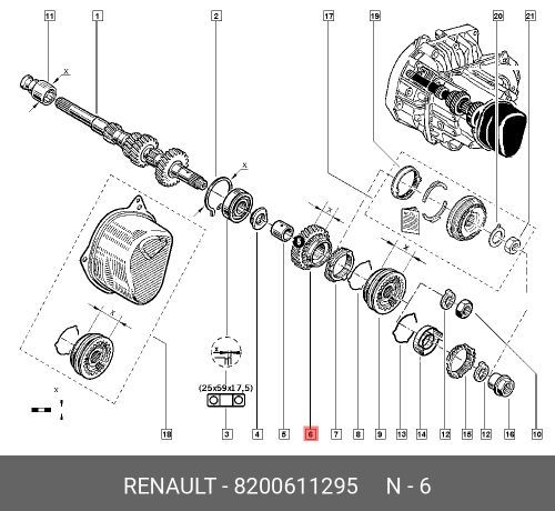 Шестерня 5-й передачи кпп RENAULT 8200611295