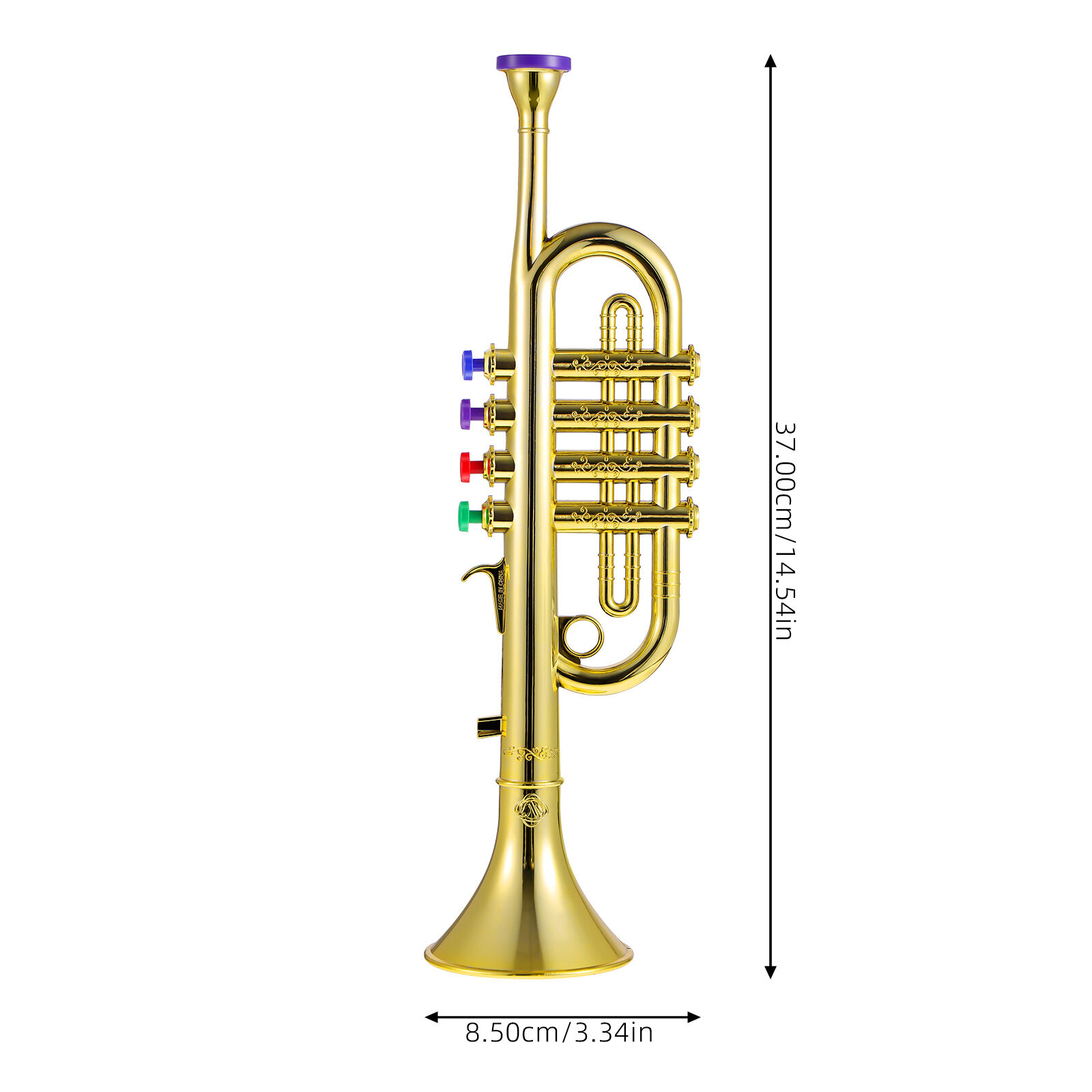 Детский Музыкальный Труба Из Пластика Золотой Цвет 37.00X8.50X3.05Cm