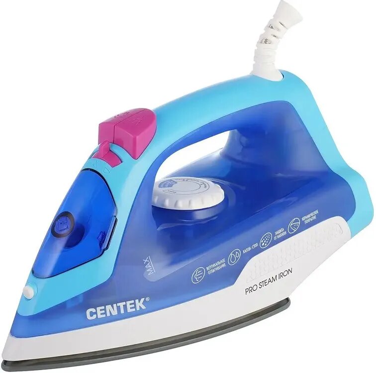 Утюг CENTEK CT-2348, с паровым ударом, 1800Вт, синий