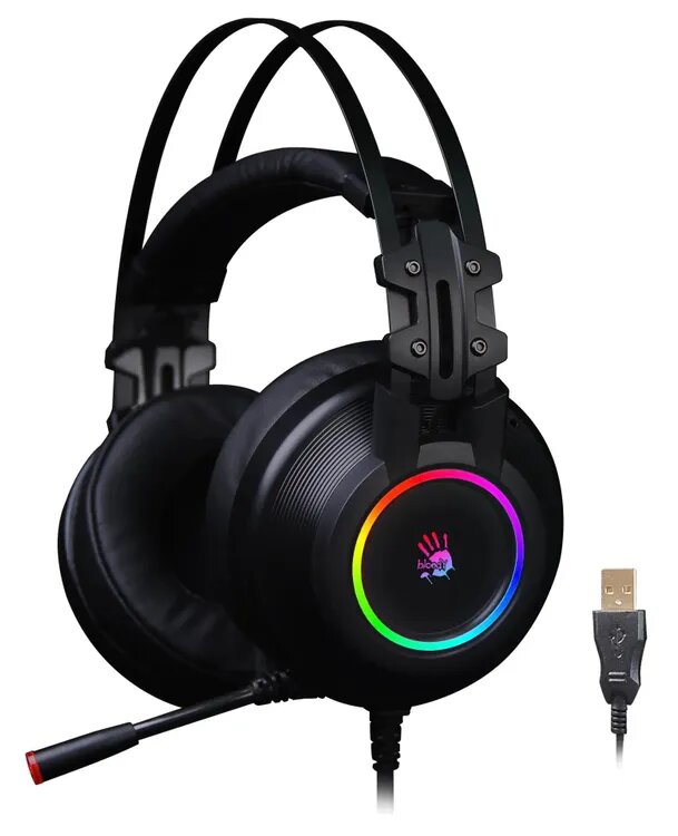 Гарнитура игровая A4TECH Bloody G528C, для компьютера, мониторные, проводные, черный