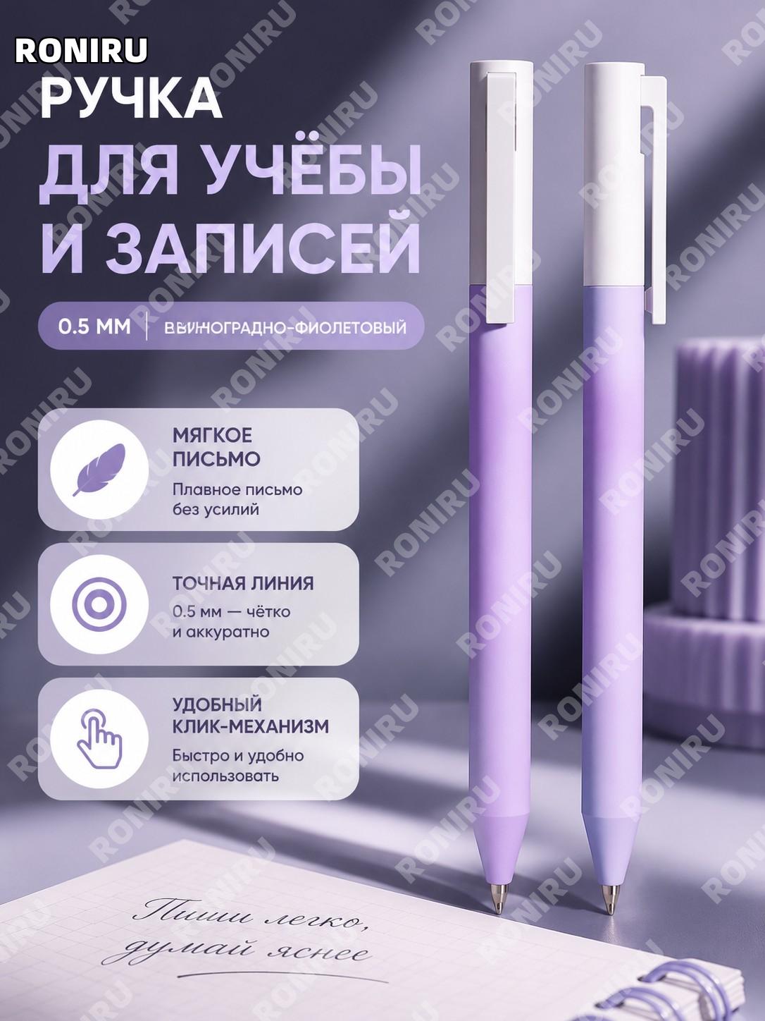 Гелевая ручка H984 0,5 мм, виноградно-фиолетовая, пластиковый корпус, шариковый наконечник, автоматическая ручка