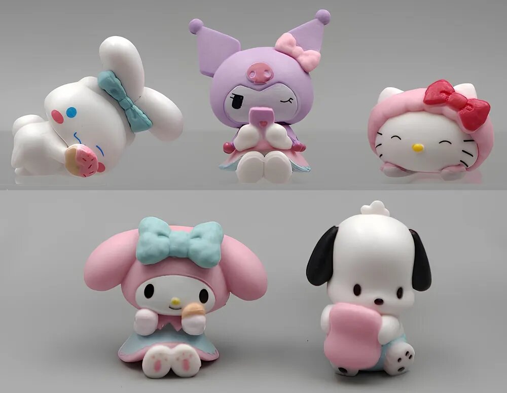 Набор фигурок Хеллоу Китти, Куроми Санрио, Почакко, Моя Мелодия / Hello Kitty, Kuromi Sanrio, Pochacco, My Melody 5шт (4-5см, пакет) PLAYSKOOL