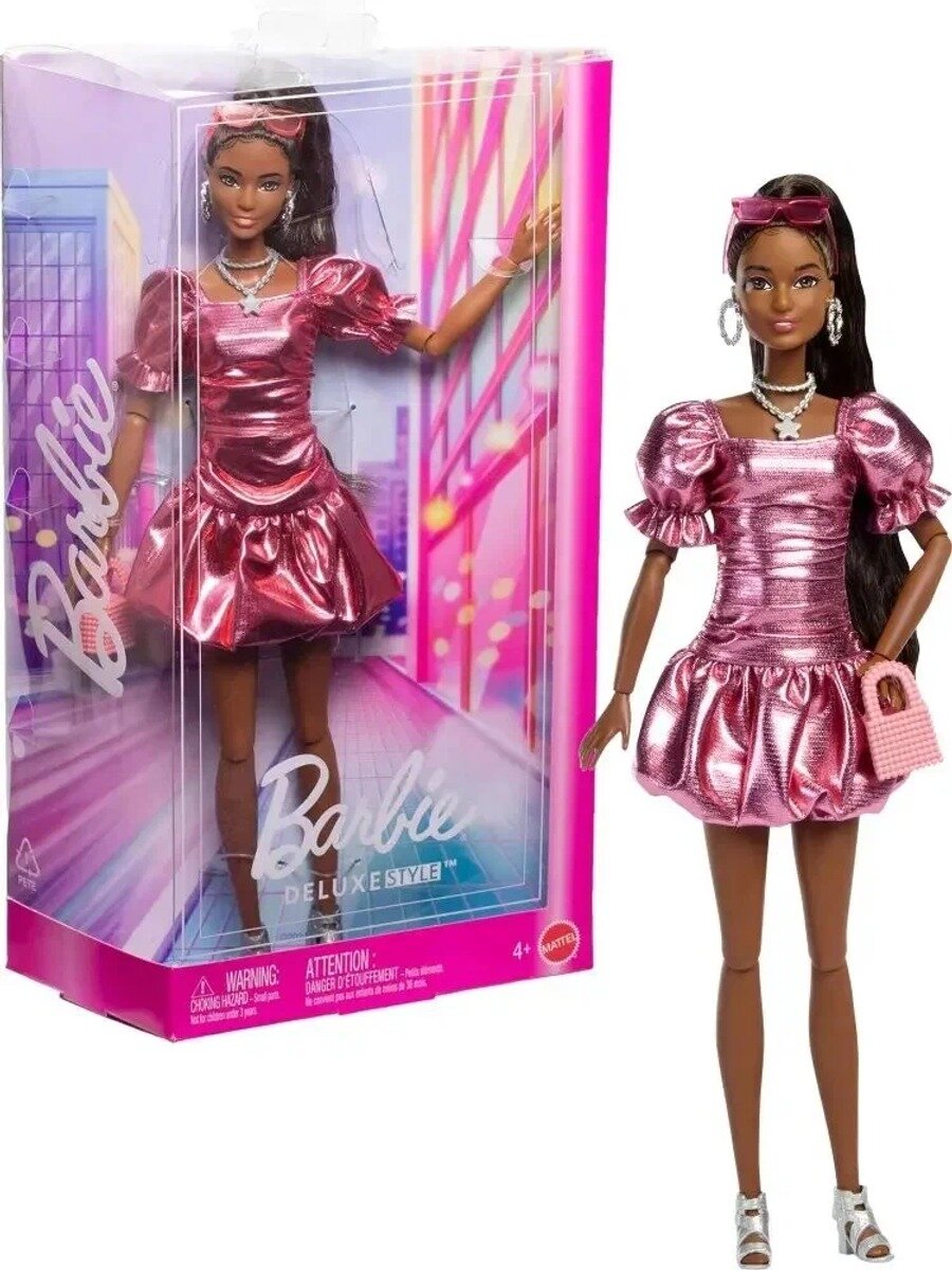 Barbie Кукла Барби Делюкс Стиль Икона стиля в розовом металлическом платье JFP41