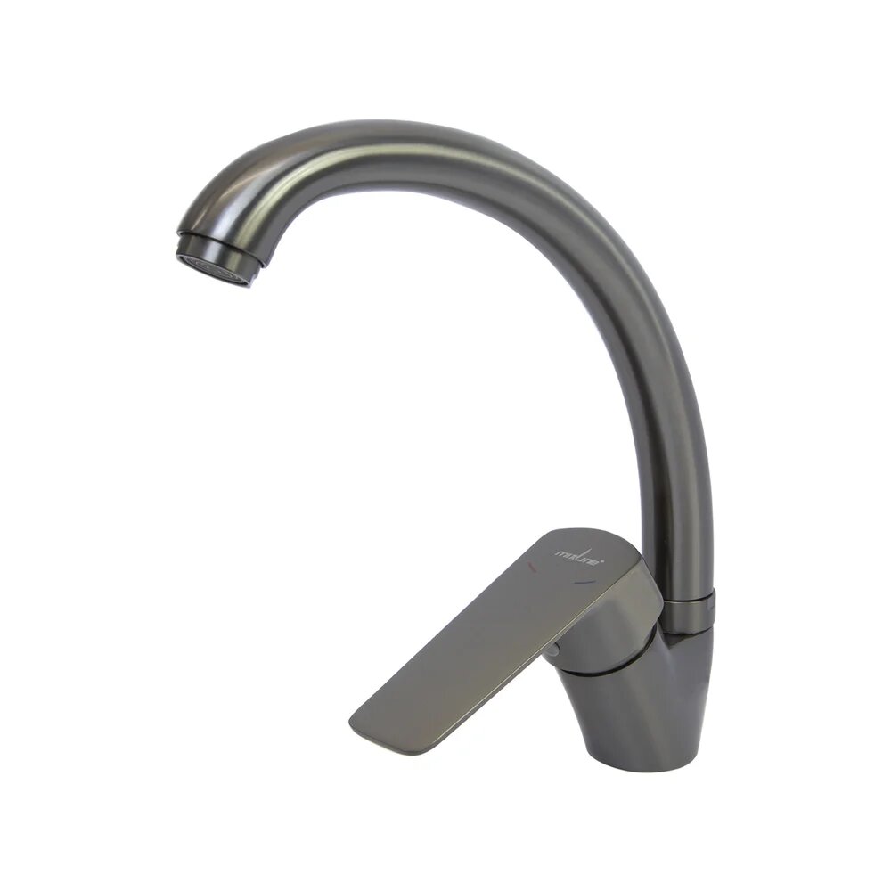 Смеситель для кухни 35k MIXLINE ML15-032GR высокий излив б/отв боковая п/гайку (без подводки) графит