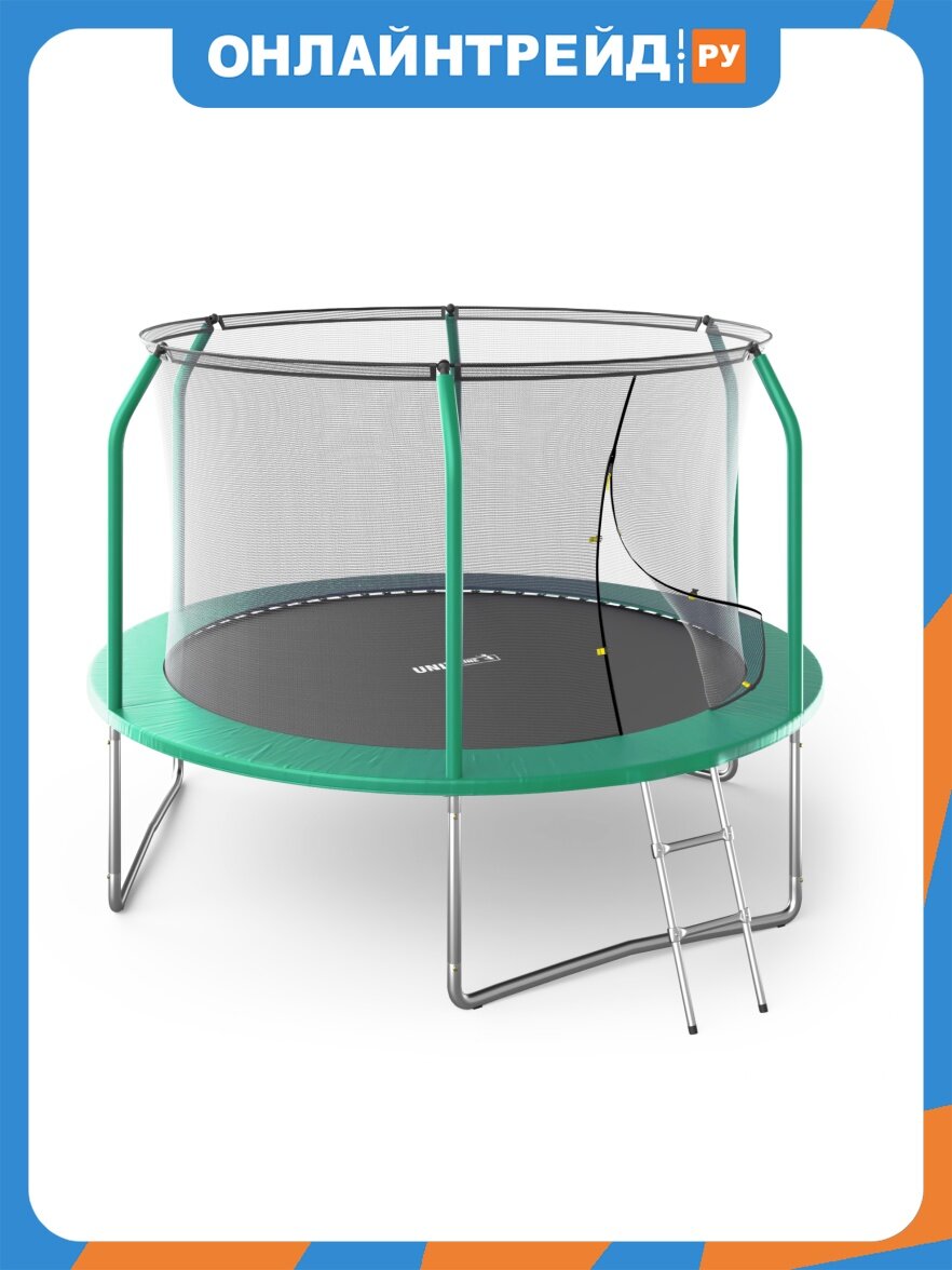 Батут Unix Line SUPREME BASIC 10 ft 305 см с лестницей, зеленый (green)
