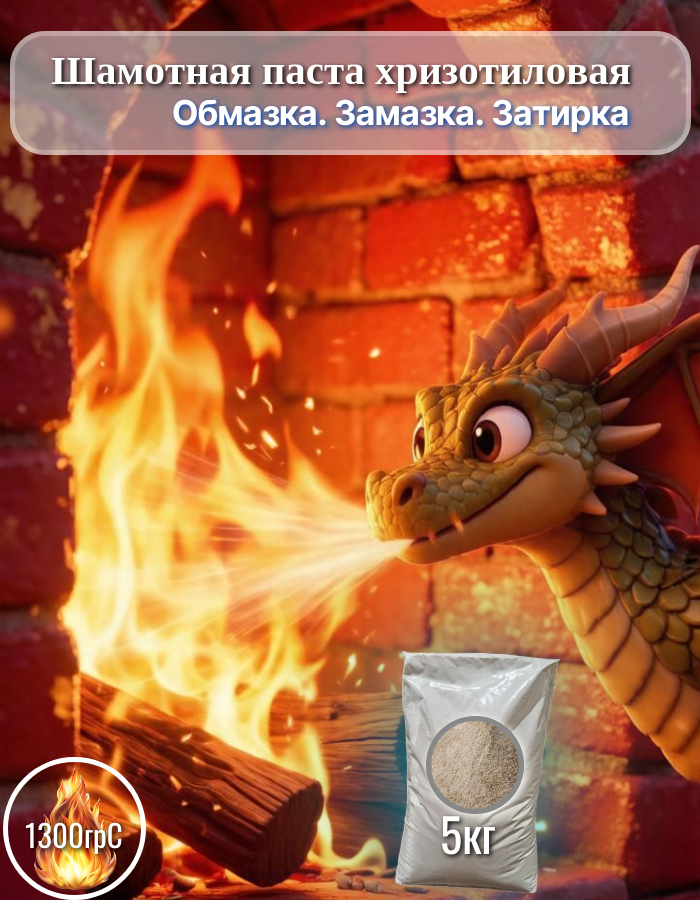Шамотная паста хризотиловая теплостойкая для обмазок +500грС: 5кг мешок