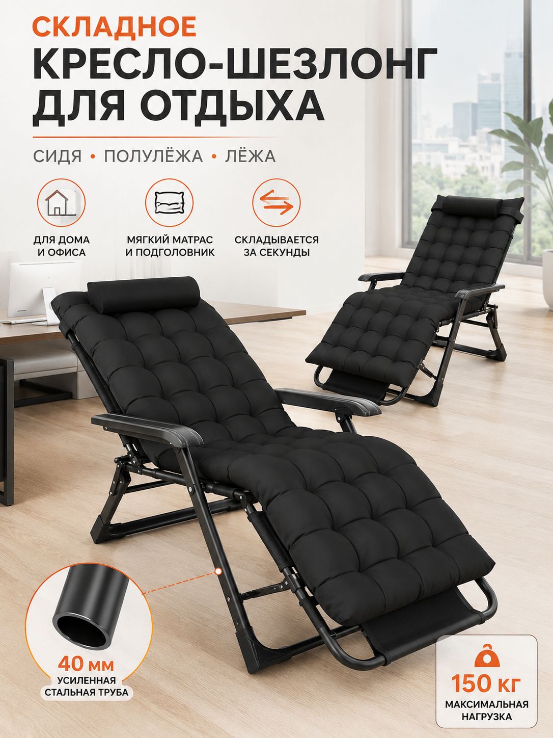 IKEA Шезлонг, Металлический сплав,178х66х25см