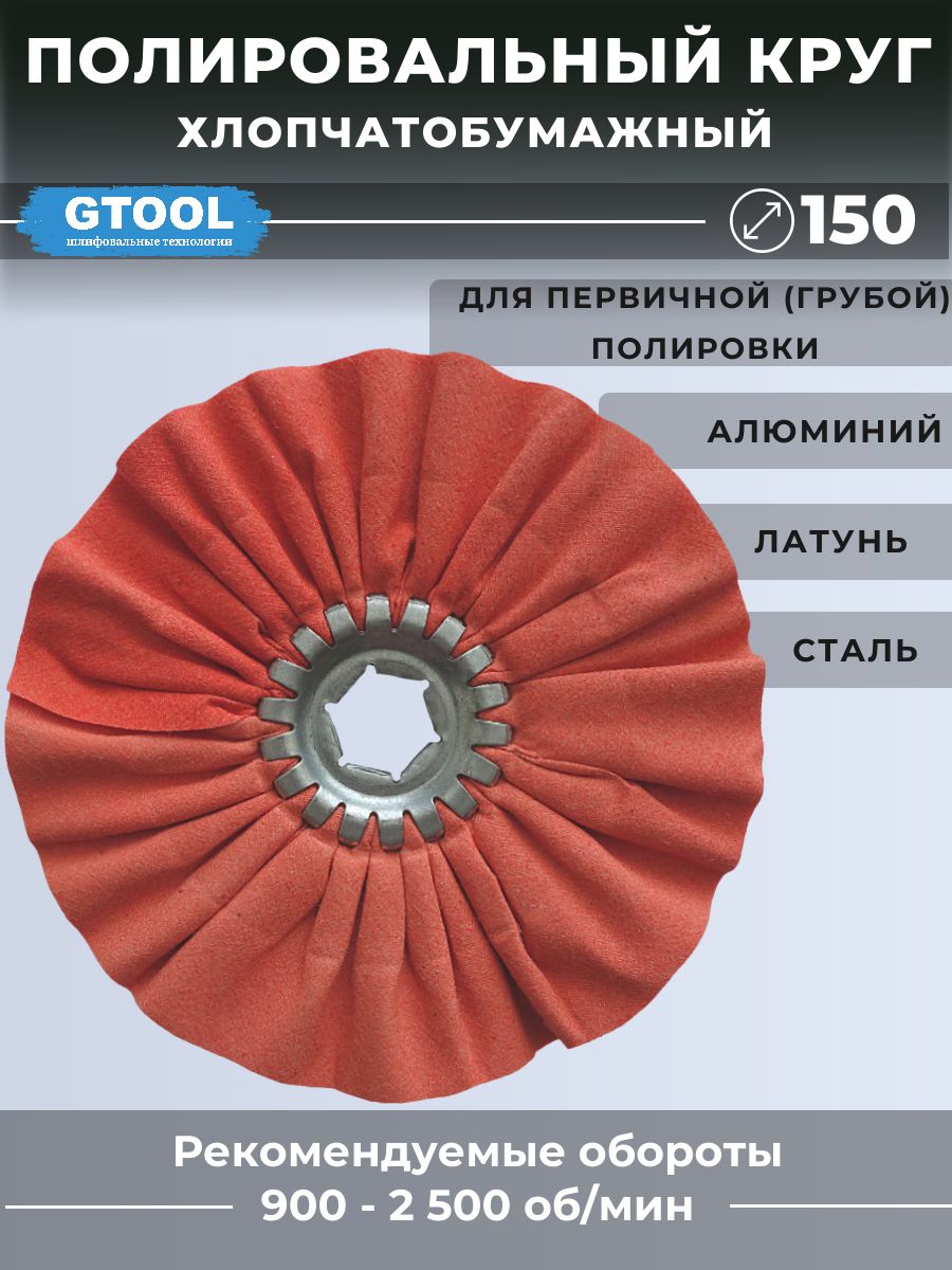 Круг полировальный хлопчатобумажный, диаметр 150 мм
