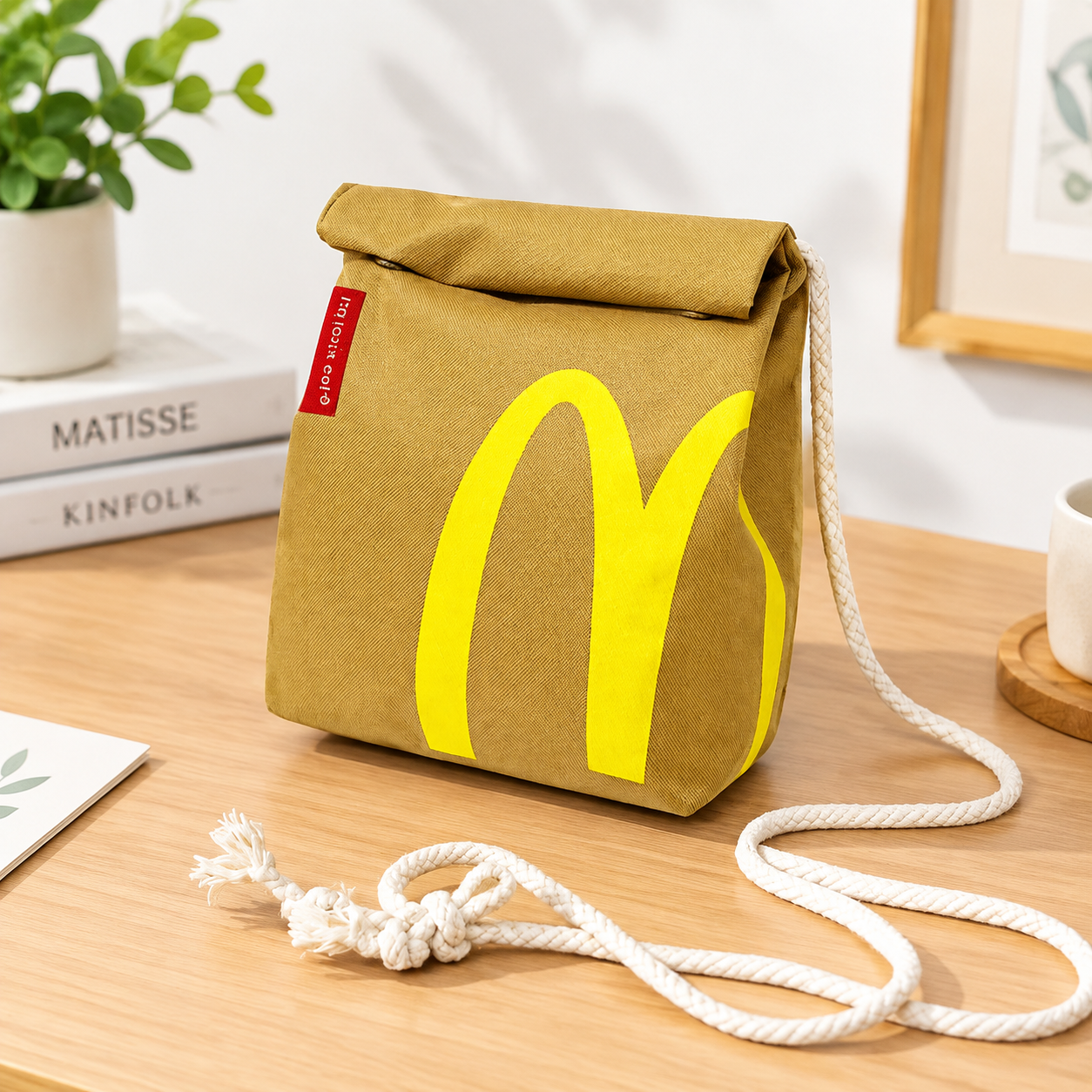 Рюкзак McDonald`s, школьный, унисекс, для средней и старшей школы, бежевый, нейлон (Объем: 13 л)