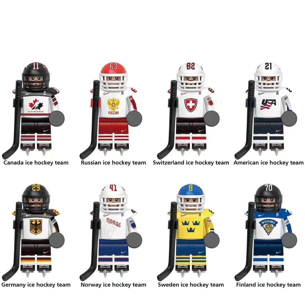 Набор минифигурок Хоккей НХЛ / NHL cовместимы с конструкторами лего 8шт (4.5см, пакет) G0164