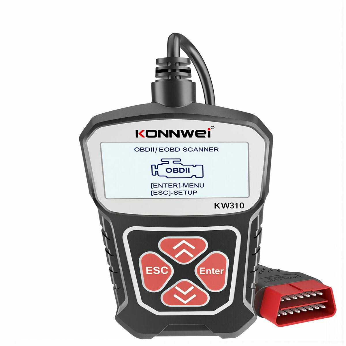 Автомобильный сканер диагностики неисправностей KW310 OBD2 EOBD для бензиновых дизельных гибридных автомобилей 12В с поддержкой семи языков, комплект