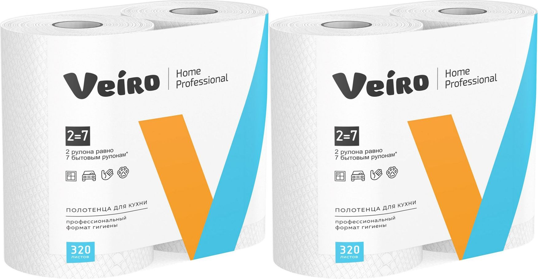 Бумажные полотенца для держателей Veiro Home Professional двухслойные 2 шт, комплект: 2 упаковки