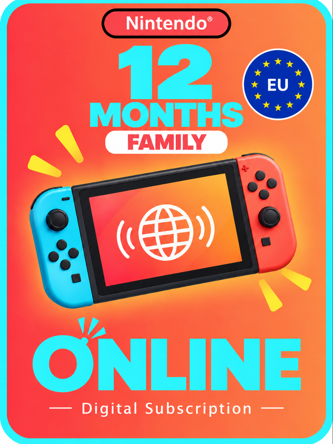 Подарочная карта Nintendo Switch Online FAMILY на 12 месяцев подписки | Европа | Оригинальный код | EUROPE