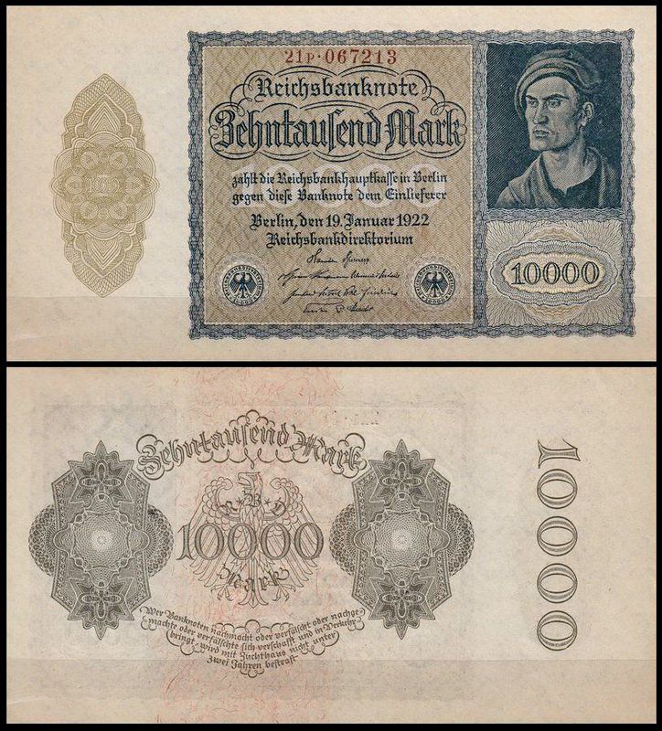 Германия 10000 марок 1922 UNC P.72 6-значный номерid: