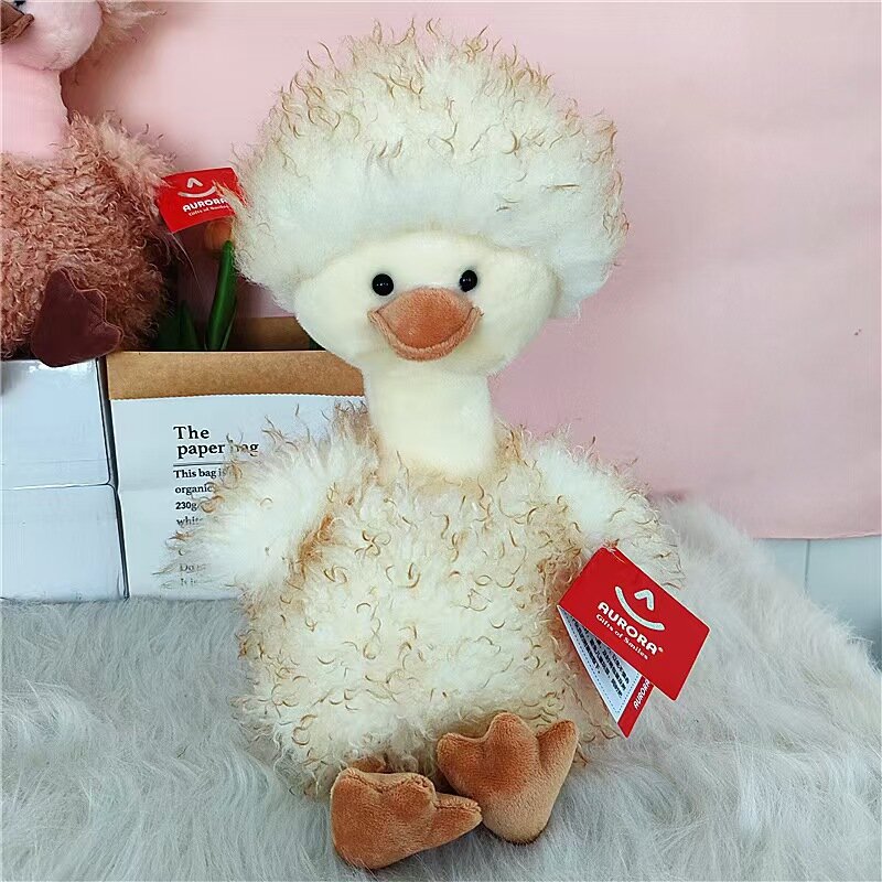 Мягкая игрушка утка с кудрявой шерстью, плюшевый пухлый утенок, подарок для детей и взрослых