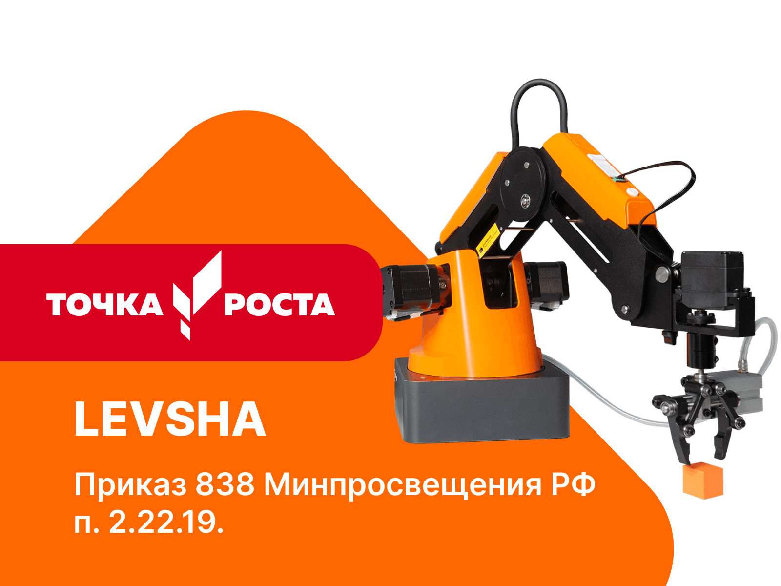 Четырёхосевой учебный робот-манипулятор Zarnitza с модульными сменными насадками LEVSHA