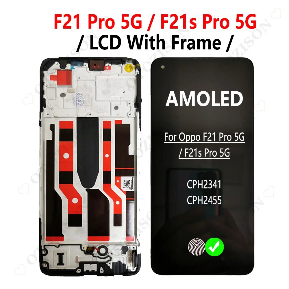 AMOLED ЖК-дисплей для OPPO F21 Pro 5G CPH2341 CPH2455 ЖК-дисплей с рамкой F21s AMOLED - With Frame