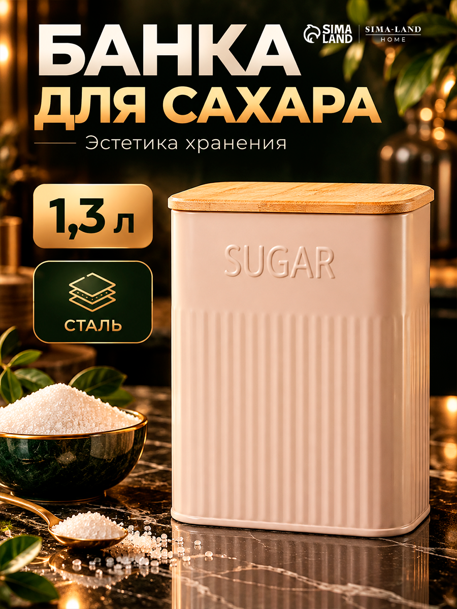 Банка для сыпучих продуктов металлическая "SL Home", 10×13 см, цвет розовый, с бамбуковой крышкой