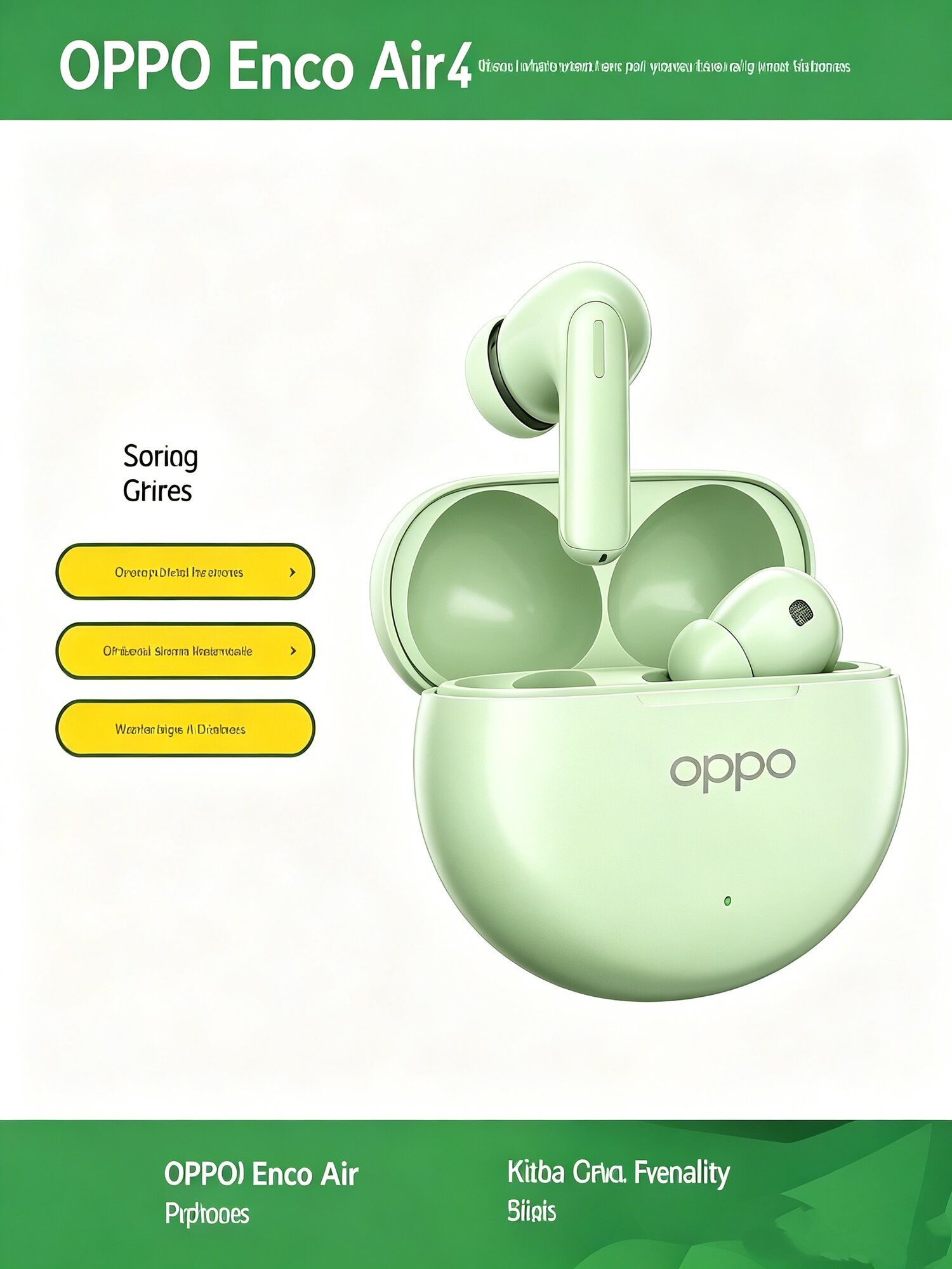 OPPO Enco Air4 Истинные беспроводные наушники с активным шумоподавлением для музыки спорта и повседневного использования