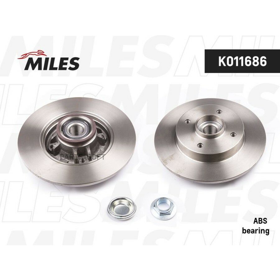 Диск тормозной CITROEN C4 04-/PEUGEOT 308 07- зад. (с подш.) MILES K011686 MILES K011686
