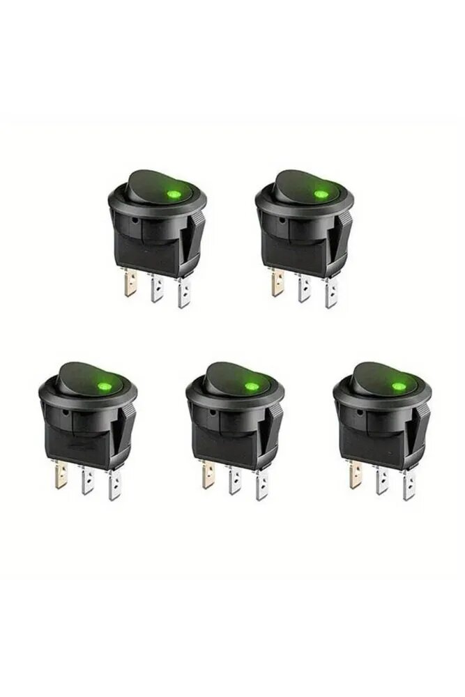 5PCS Rocker Toggle Switch 3Pins 12V 20A Проводной круглый светодиодный свет Power ON Off Switch SPST для автомобиля грузовик автомобиль
