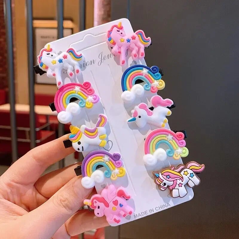 Детские заколки для волос с единорогом 10 шт. pink rainbow Horse