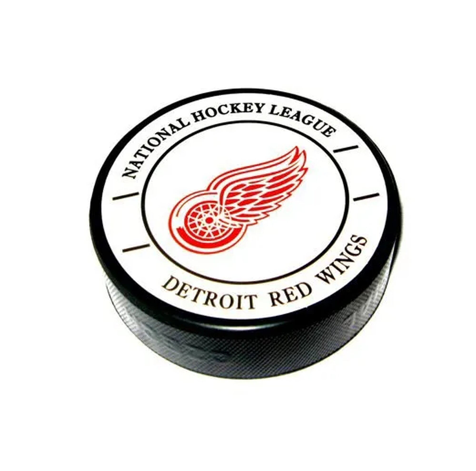 Шайба Rubena НХЛ Detroit Red Wings, материал резина, 76 мм, белый фон — фото 1
