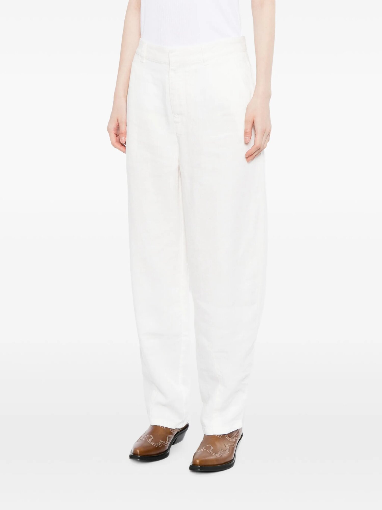 Брюки LESS Curved-leg trousers, размер 44, бежевый/белый — фото 1