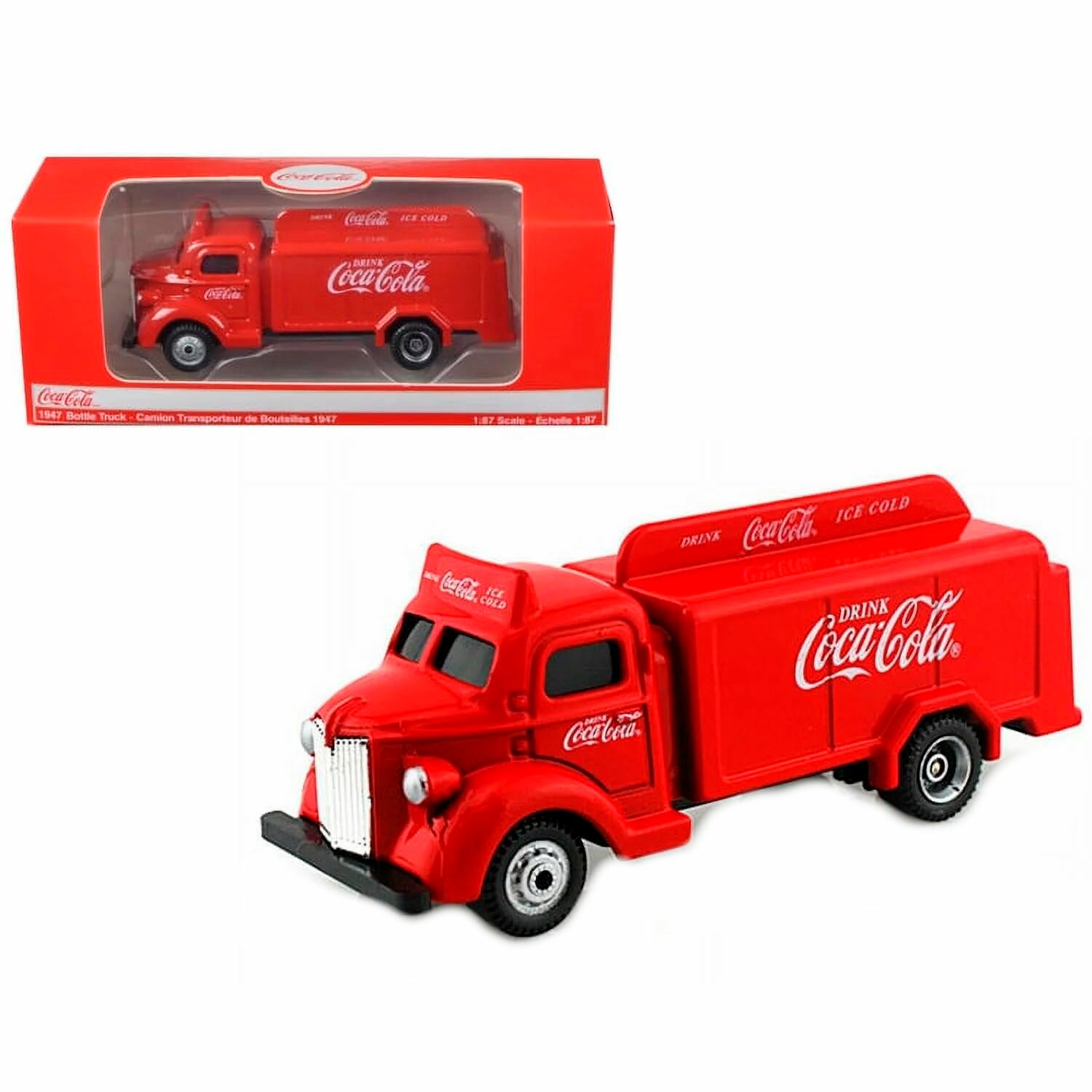 Машинка литая коллекционная Motor City Classics - Die-сast модель по лицензии Coca-Cola 1947 Bottle Truck, масштаб 1:87, 440537