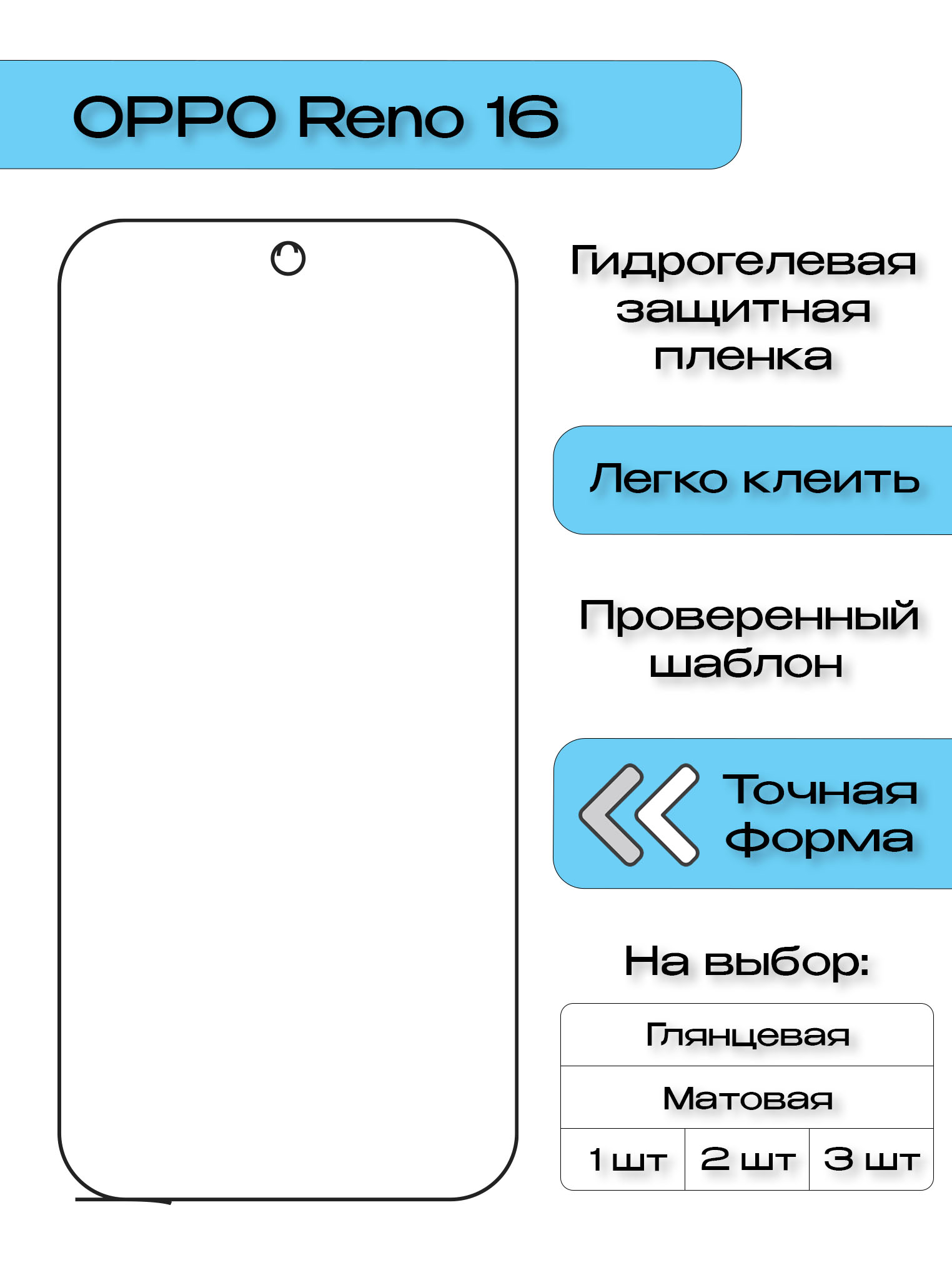 Гидрогелевая защитная пленка для Oppo Reno 16, матовая на экран