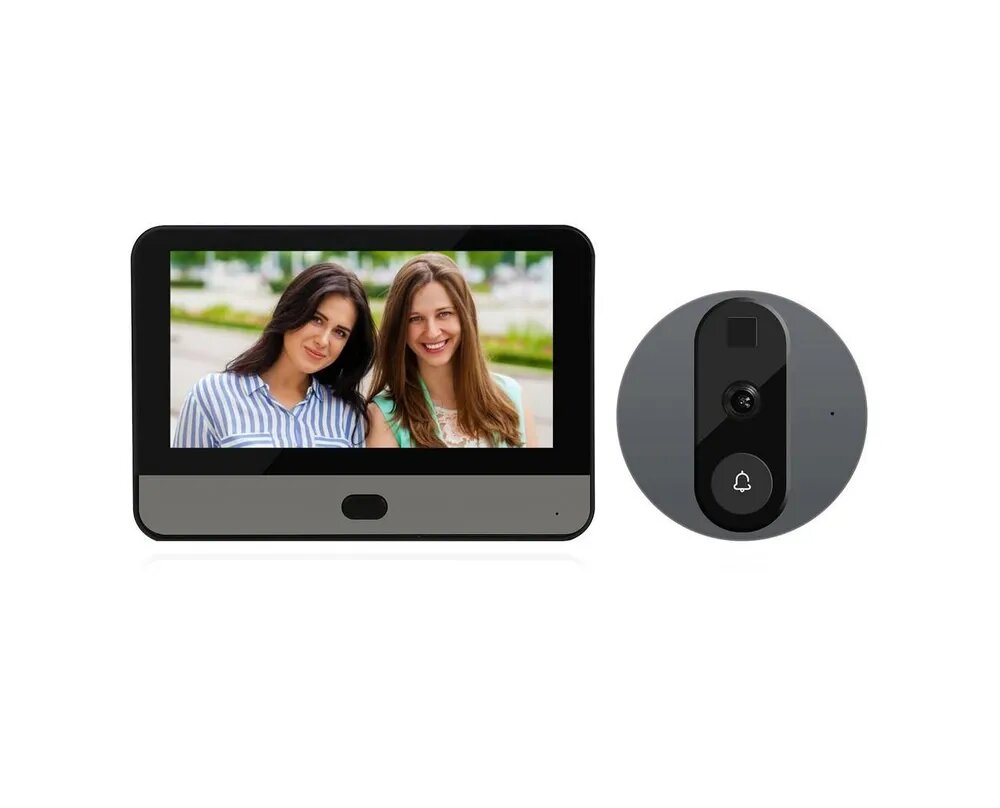Видеоглазок с монитором Tuya Wi-Fi для двери 2.0MP HDcom DW1-Tuya (1080P) (W4725RU) с записью на SD карту и датчиком движения. Дверной глазок. Товар уцененный