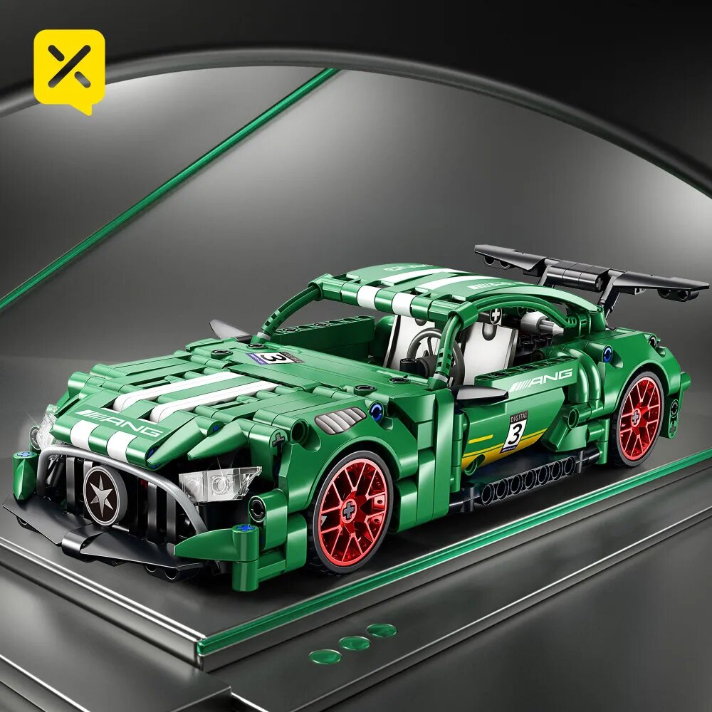 Конструктор автомобиль Mercedes-AMG GT R, 456 деталей, гоночный болид 1:18, инерционный механизм, подарок мальчику