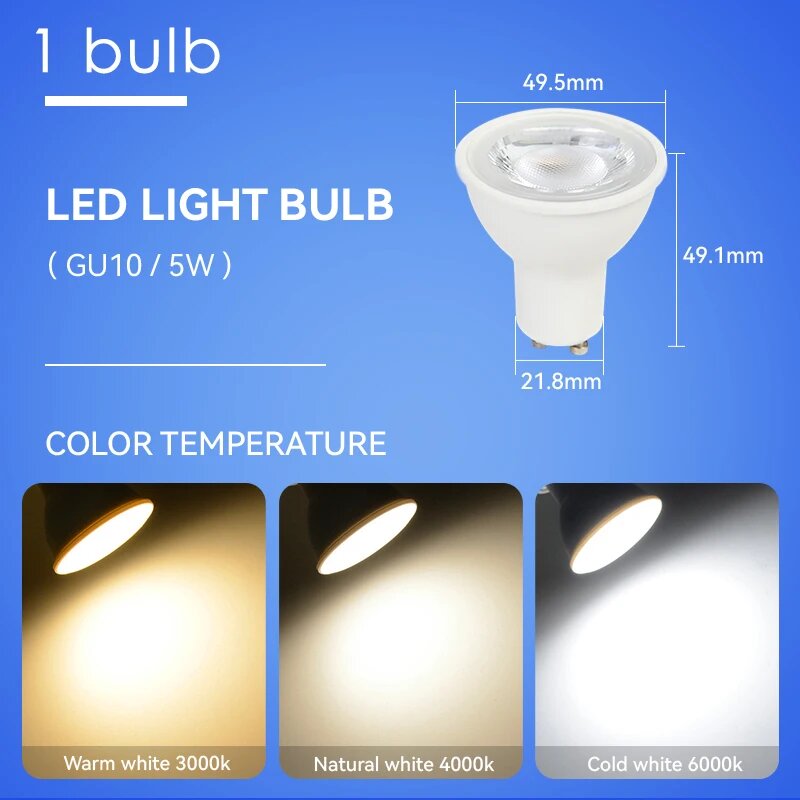 Светодиодные лампы LANGYUE GU10 5Вт теплый белый свет 1 bulb 5W, 3 color changable