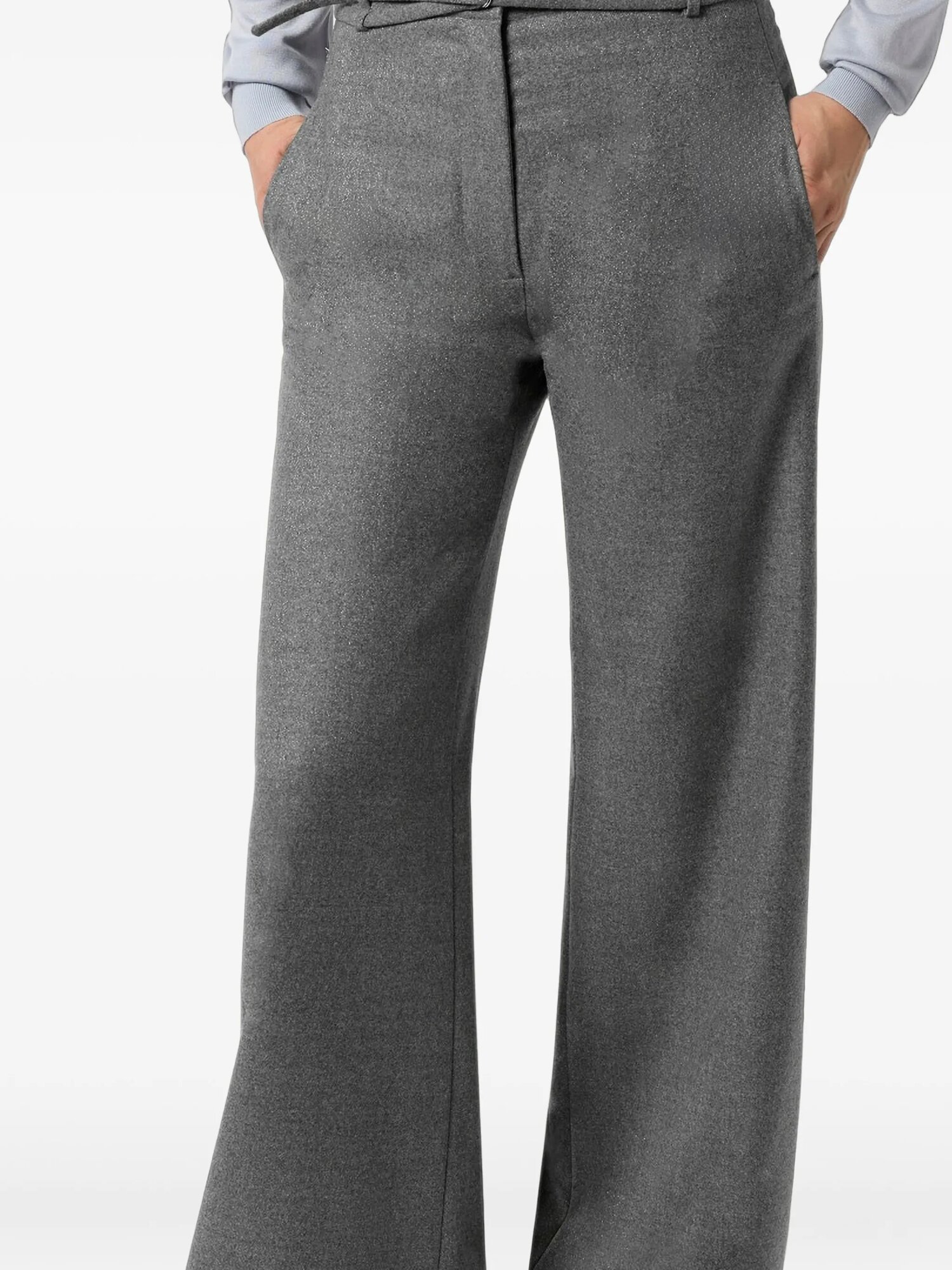 Брюки Paul & Shark Belted wool palazzo pants, размер 46, серый — фото 1