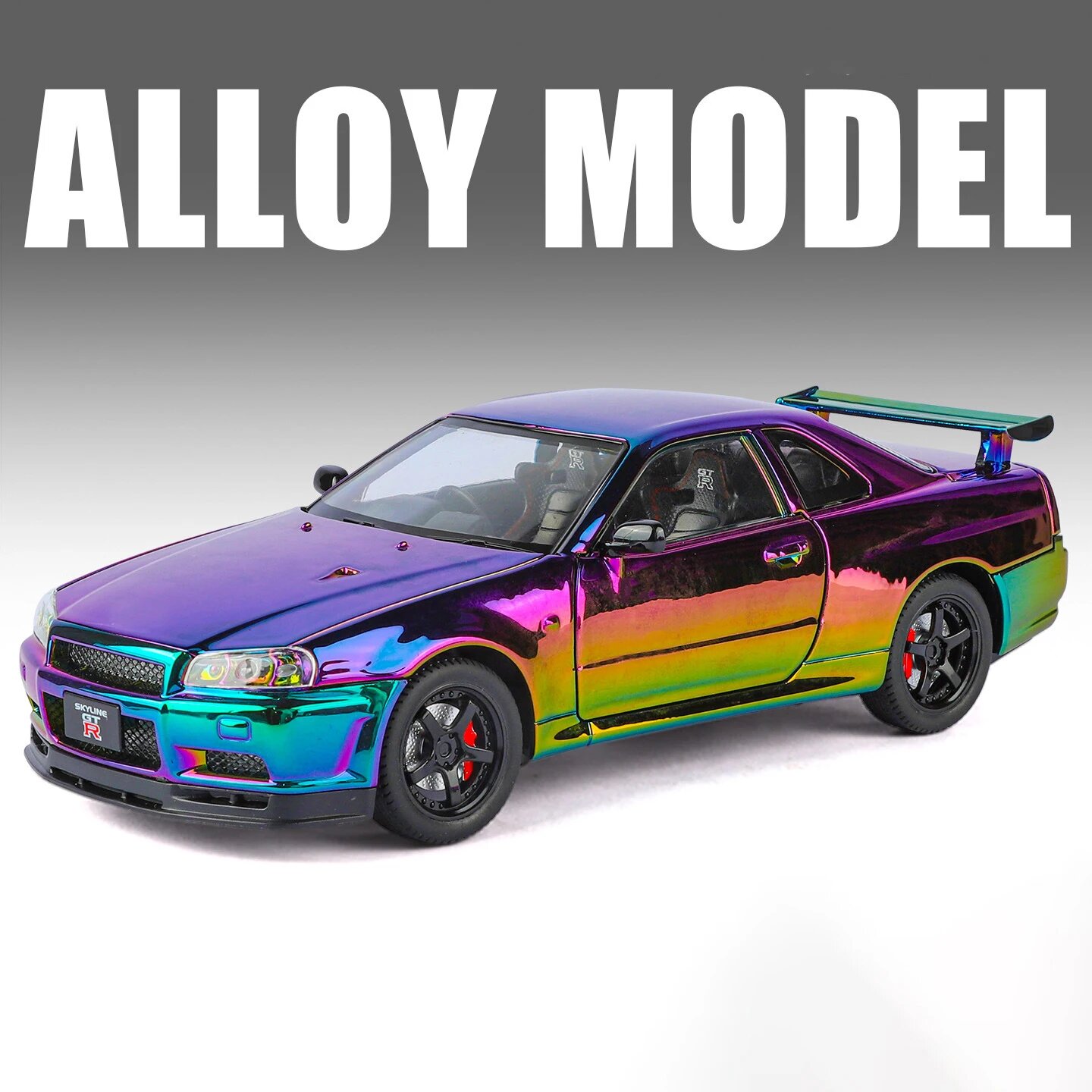 Металлическая модель Nissan Skyline GTR R34 1:24 Makeda Фиолетовый, Purple
