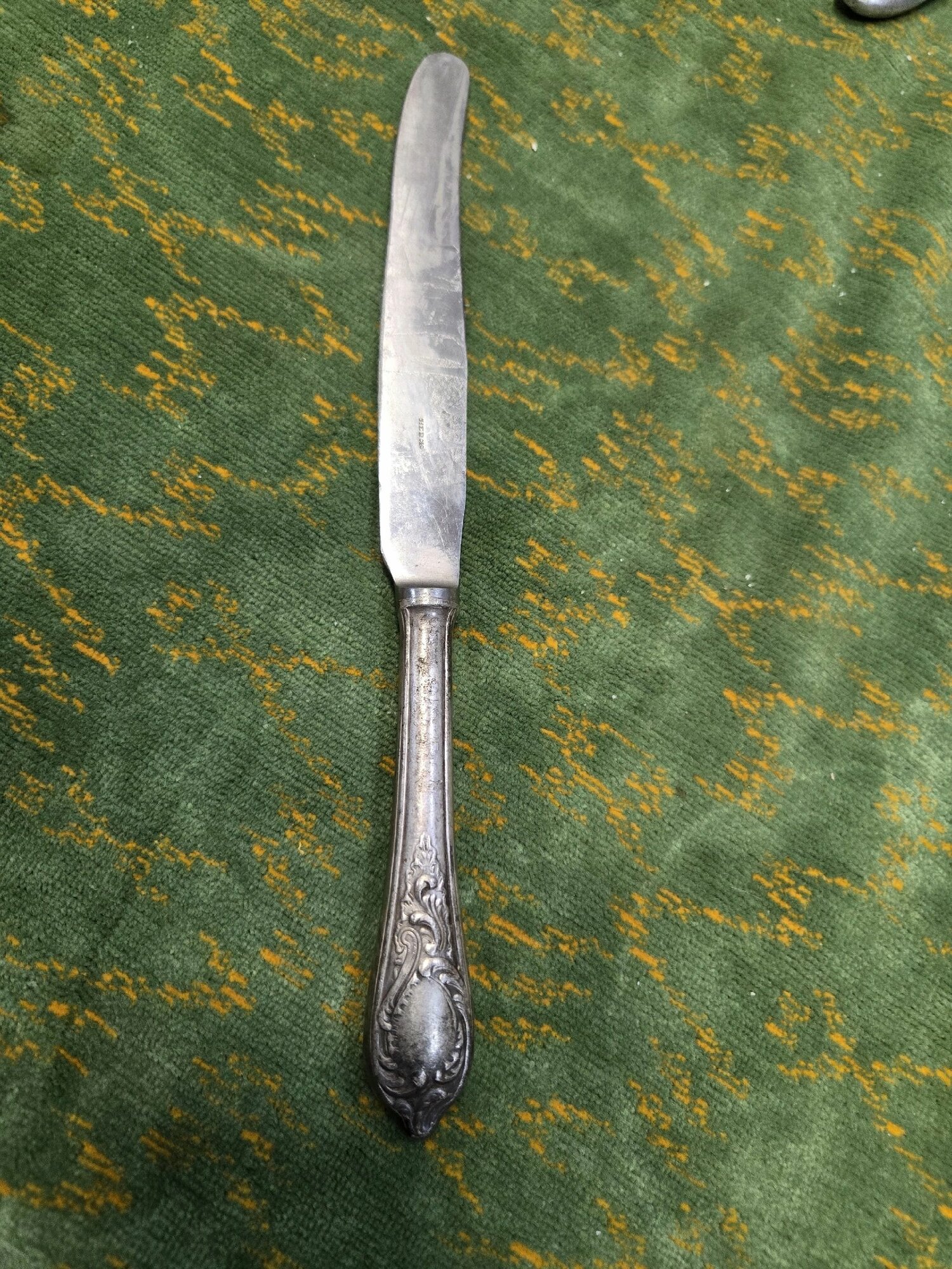 Винтажный советский нож, мельхиор, 24 см, СССР