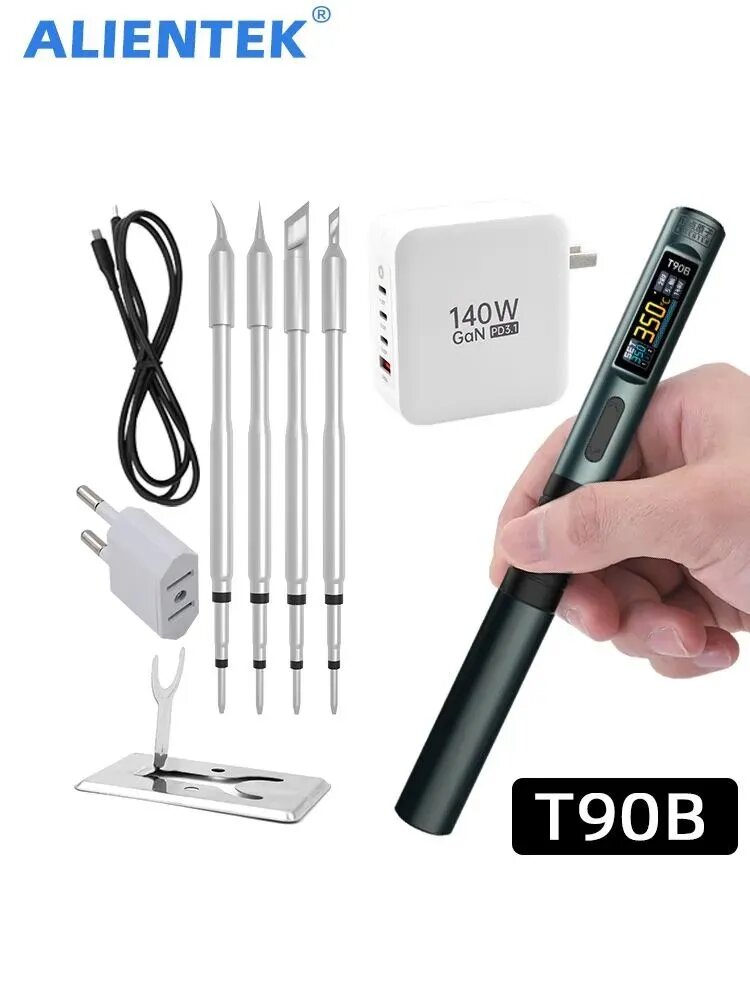 ALIENTEK T90B Паяльник 140 Вт 7 предметов с цифровым дисплеем и 4 жалами