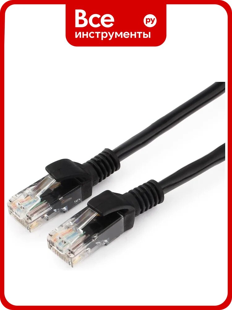 Многожильный патч-корд Cablexpert UTP 5e, 3м, литой, чёрный PP12-3M/BK