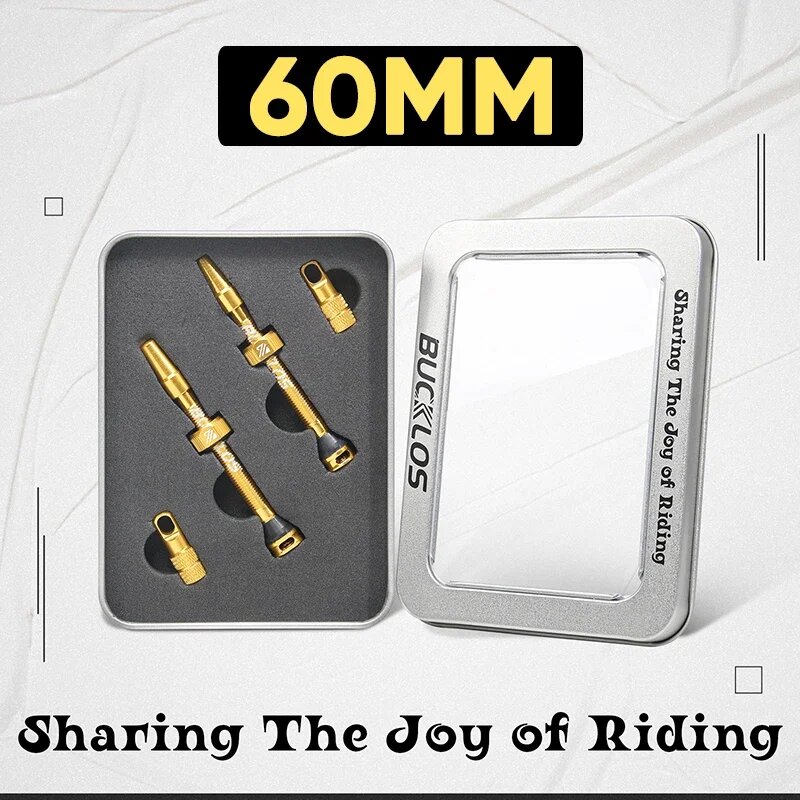 BUCKLOS Бескамерные клапаны Presta 2 шт. Желтый, GOLD-60MM