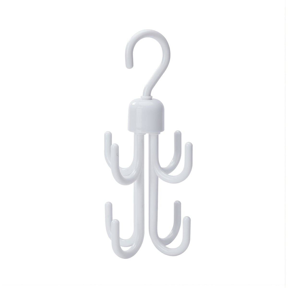 Практичный держатель для повседневных аксессуаров вращающийся четырехзубый пластиковый белый для шкафа сумок галстуков ремней шарфов размещение