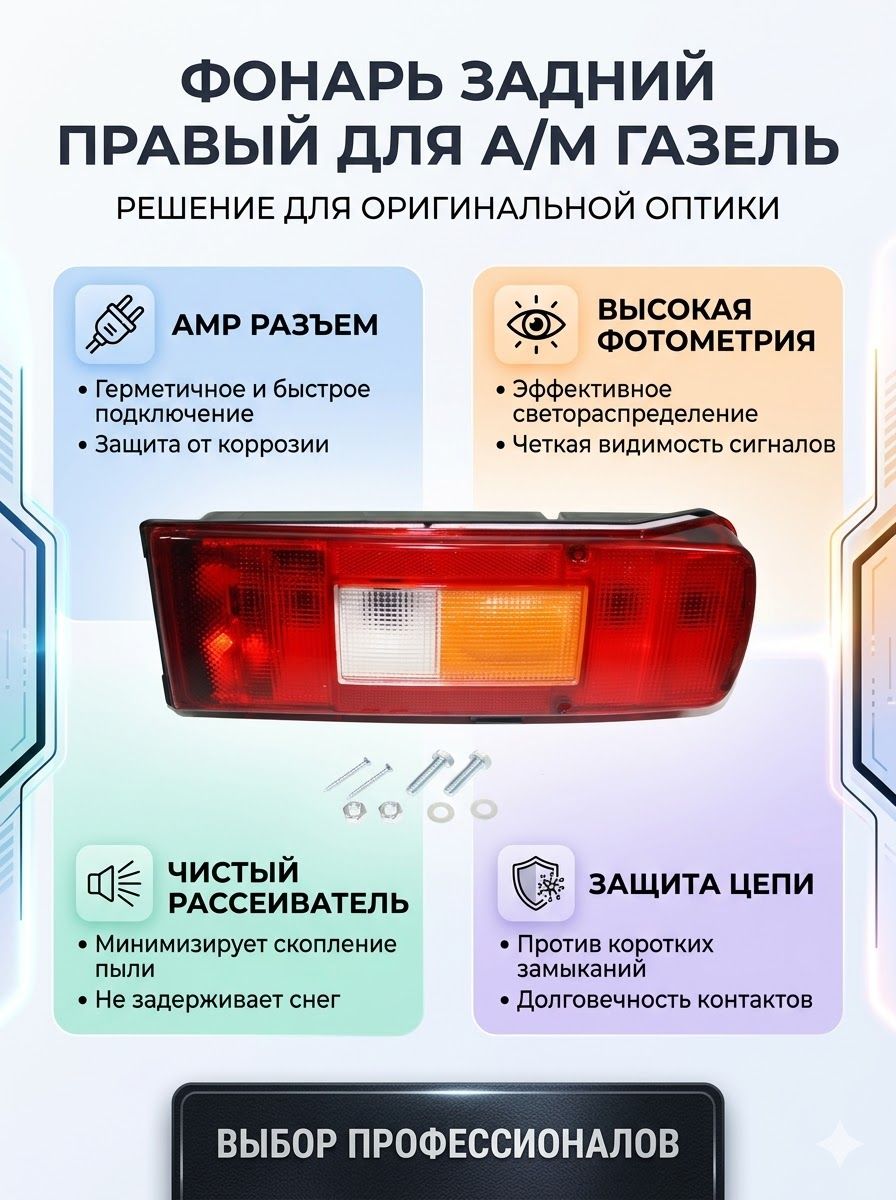 Фонарь задний для а/м Газон Next прав. (разъем AMP)