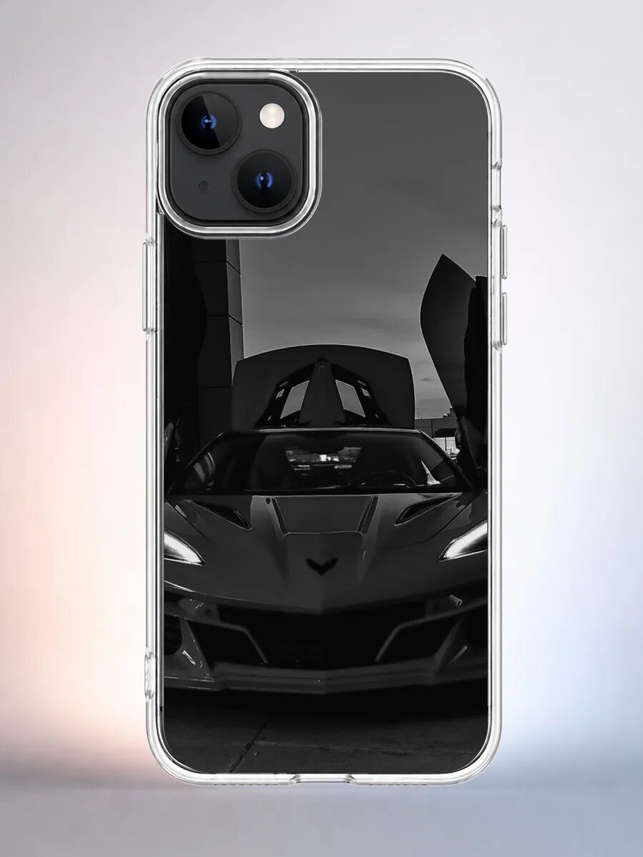 Чехол iPhone 13 спорткар с дверями силиконовый