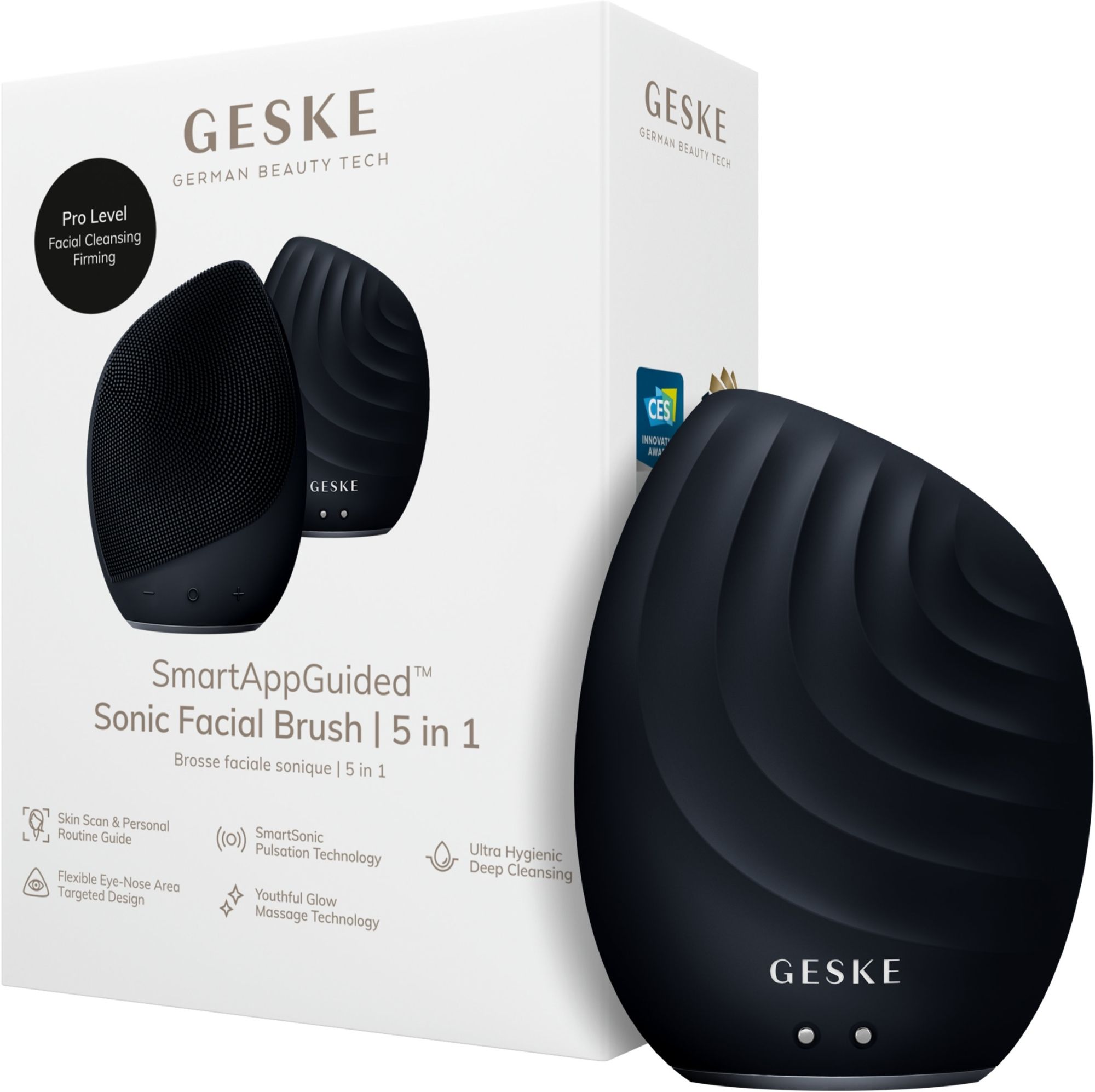 Geske Электронная звуковая щетка для лица 5 в 1 Electronic sonic facial brush 5 in 1 цвет черный